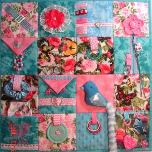 Bluebird of Happiness Teal Pink Roses Butterflies Fidget Activity ...