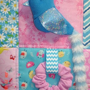 Pink/blue Bluebird of Happiness Fidget Activity Tactile Sensory Blanket ...