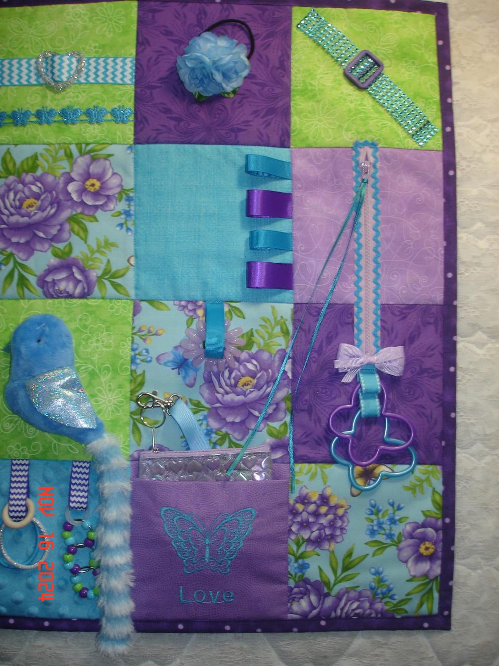 Bluebird Dementia Autism Fidget Quilt Fidget Lap Blanket Sensory Quilt ...