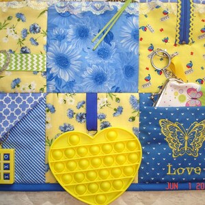 Yellow/blue Bluebird of Happiness Fidget Activity Tactile Sensory Quilt ...