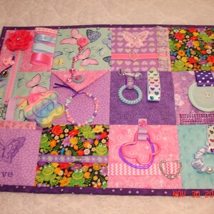 Pastel Fidget Butterflies FROGS Activity Busy Tactile Sensory Quilt ...