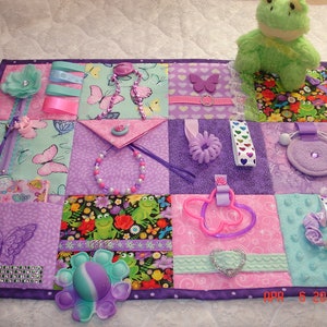Pastel Fidget Butterflies FROGS Activity Busy Tactile Sensory Quilt ...