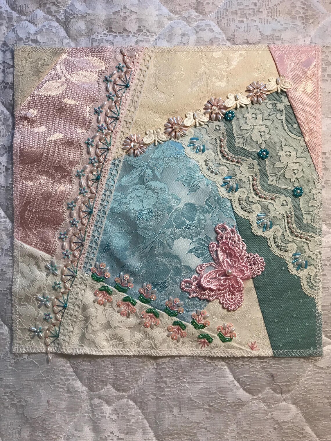 TO FINISH Victorian, Hand Embroidered, Embellished Beaded Crazy ...