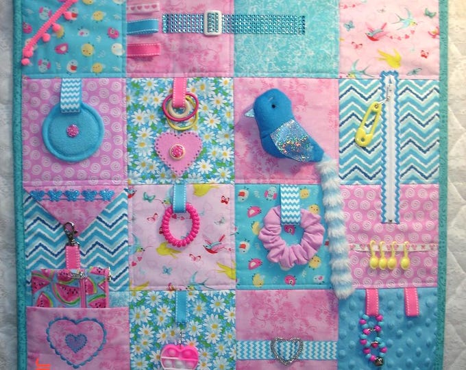 Blue/yellow Fidget, Sensory, Activity Quilt Blanket, Dementia ...