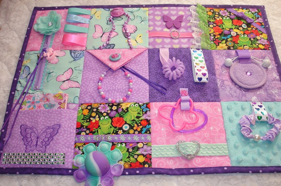 Pastel Fidget Butterflies FROGS Activity Tactile Sensory Quilt - Etsy