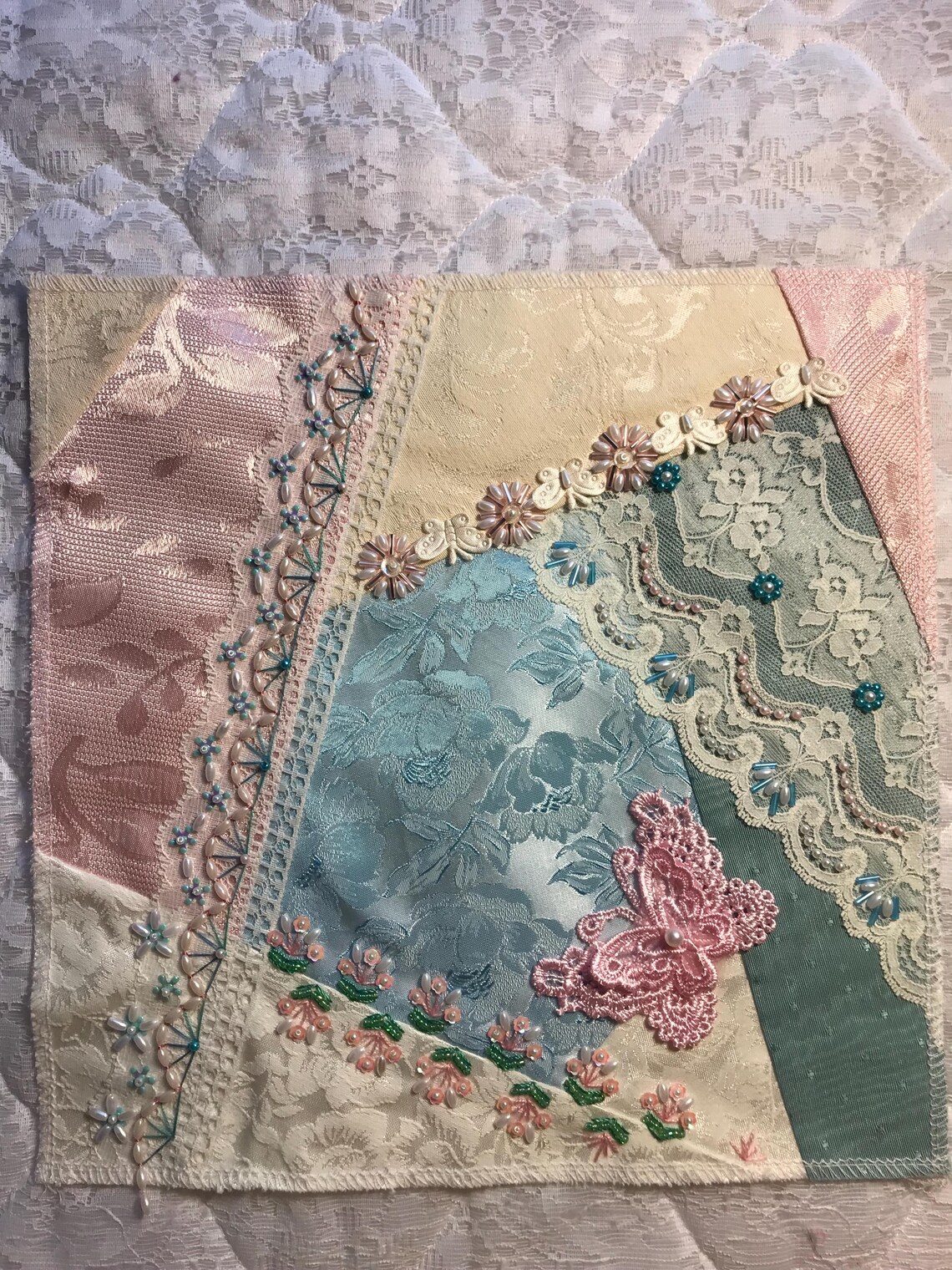 TO FINISH Victorian, Hand Embroidered, Embellished Beaded Crazy ...
