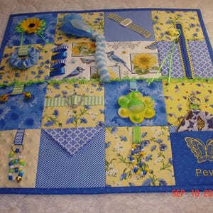 Yellow/blue Bluebird of Happiness Fidget Activity Tactile Sensory Quilt ...