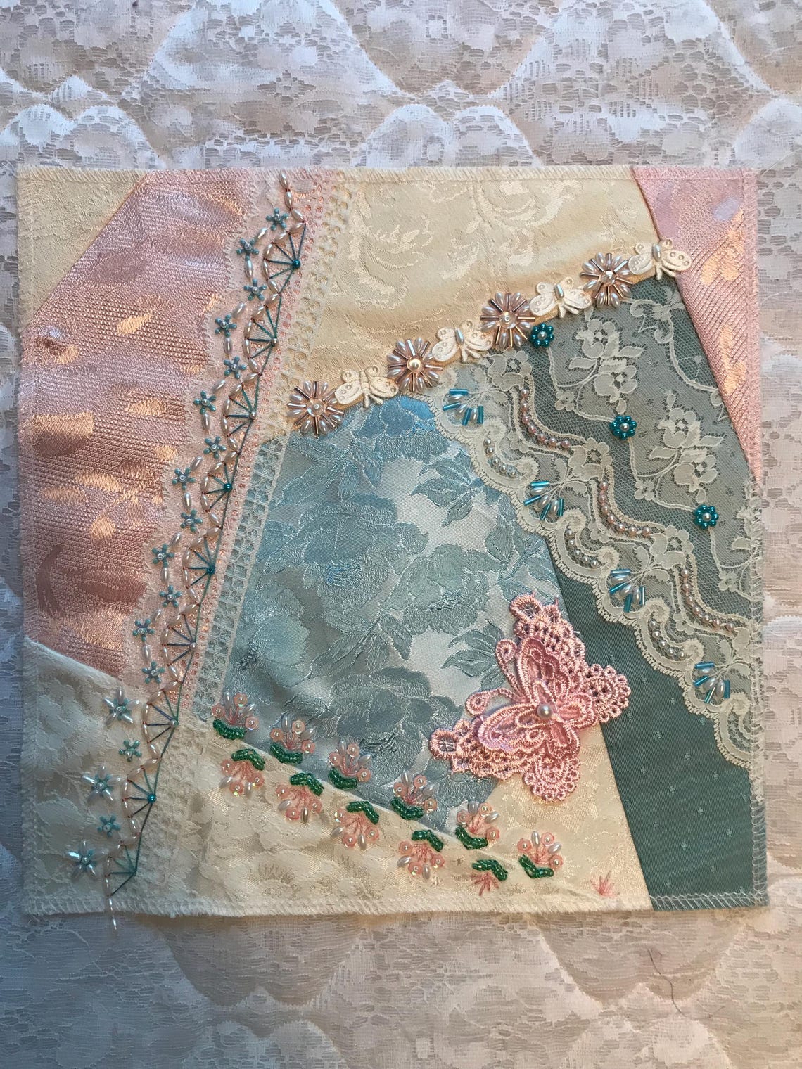 TO FINISH Victorian, Hand Embroidered, Embellished Beaded Crazy ...