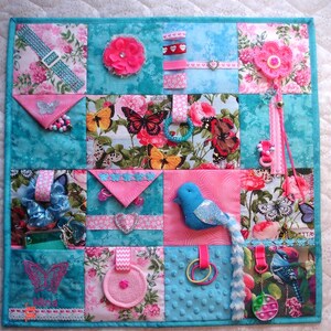 Bluebird of Happiness Teal Pink Roses Butterflies Fidget Activity ...