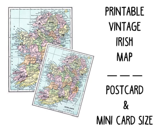 Vintage Irish Map Printable Atc Cards Mini Card | Etsy