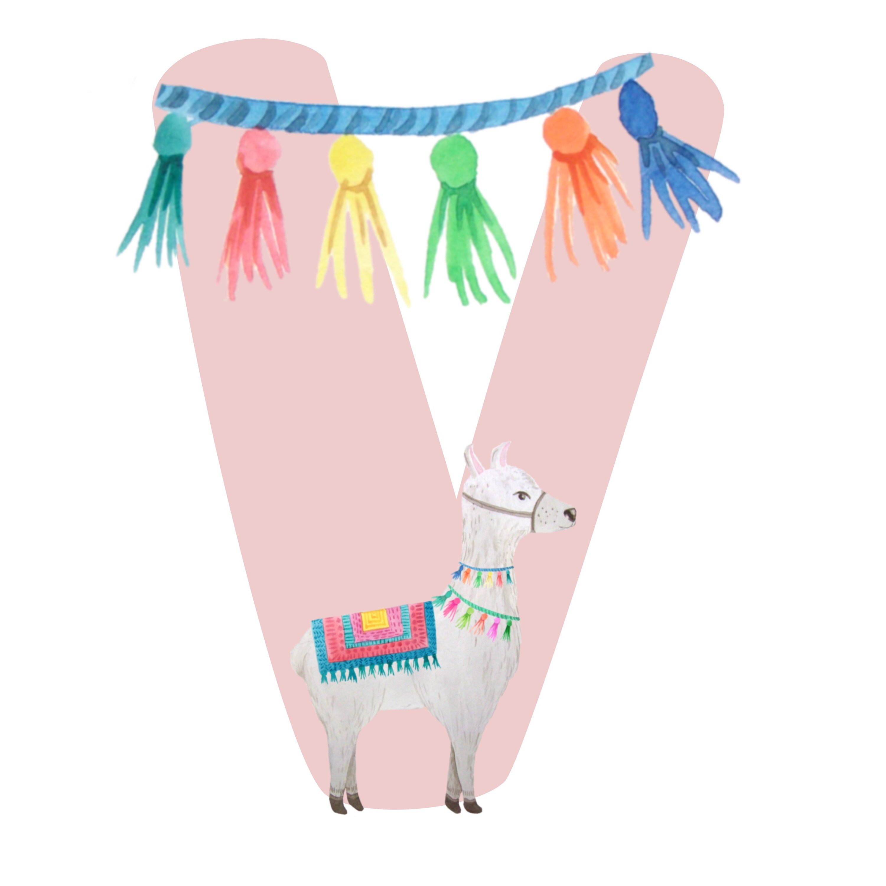 Full A-Z Llama Monogram alphabet Nursery wall art | Etsy