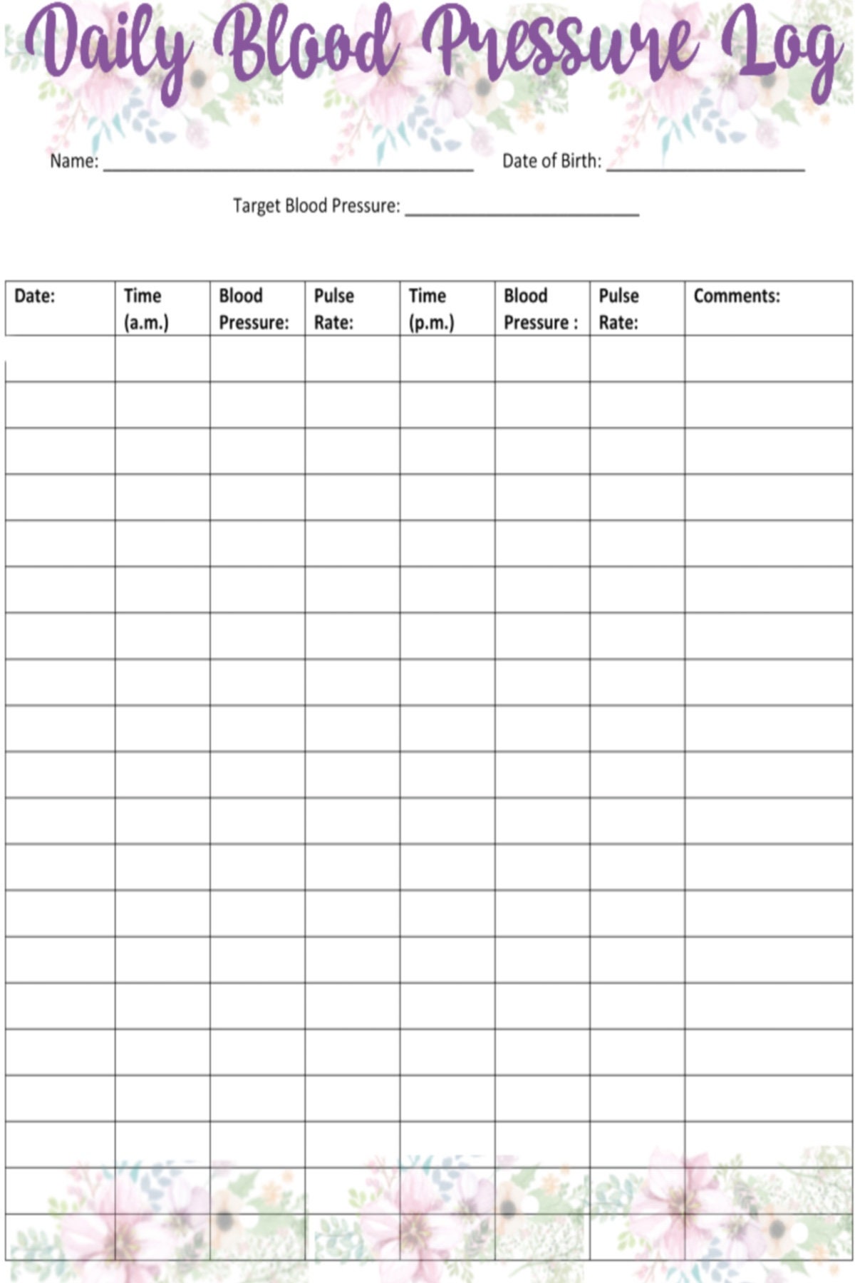 Clip Art health planner insert pressure check print diet insulin life ...