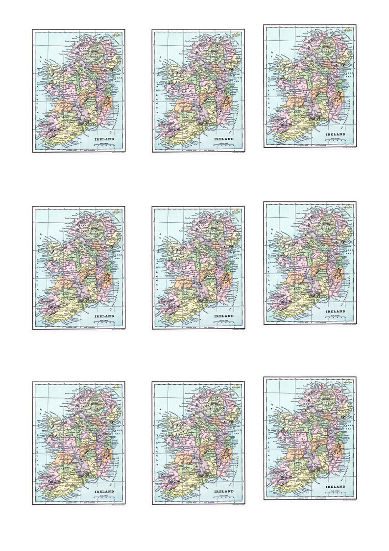 Vintage Irish Map Printable - Atc Cards - Mini Card Scrapbooking - Junk ...
