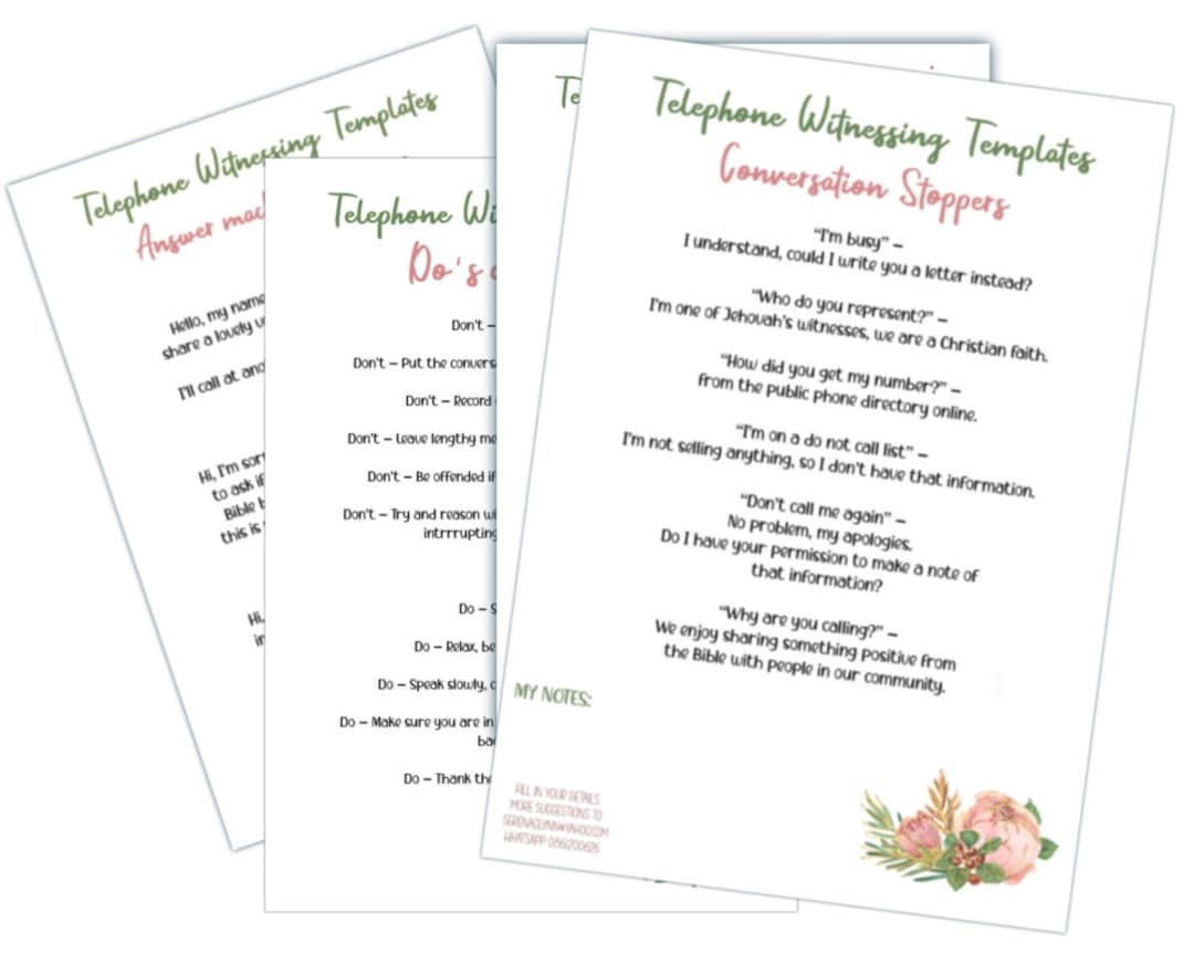 JW Telephone Witnessing Template - Jw Printable Letter Writing Card ...