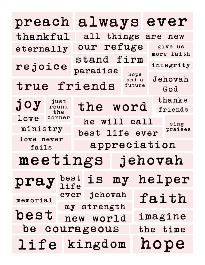 JW Printable Words Bible Journal Card Making Jehovahs - Etsy