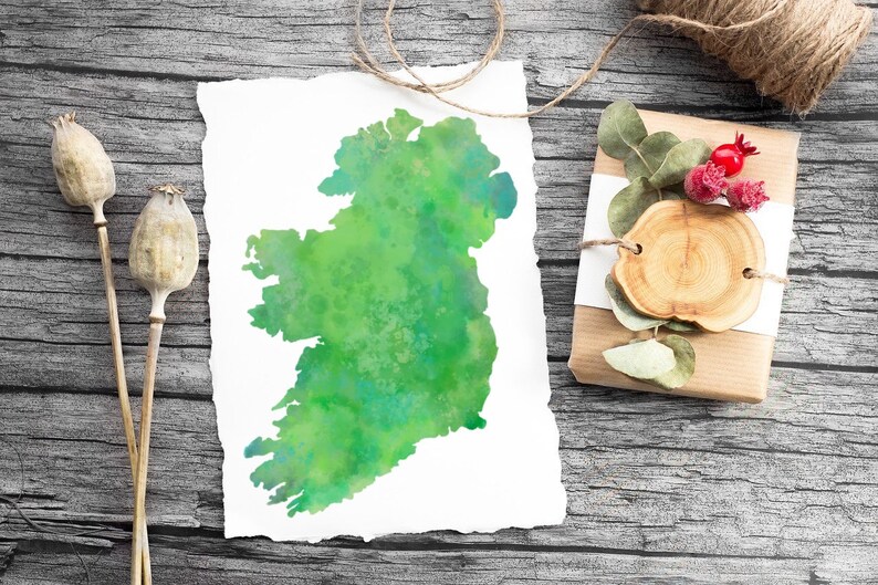 Ireland Watercolour Wall Art Map - Ireland Printable - Irish Printable ...