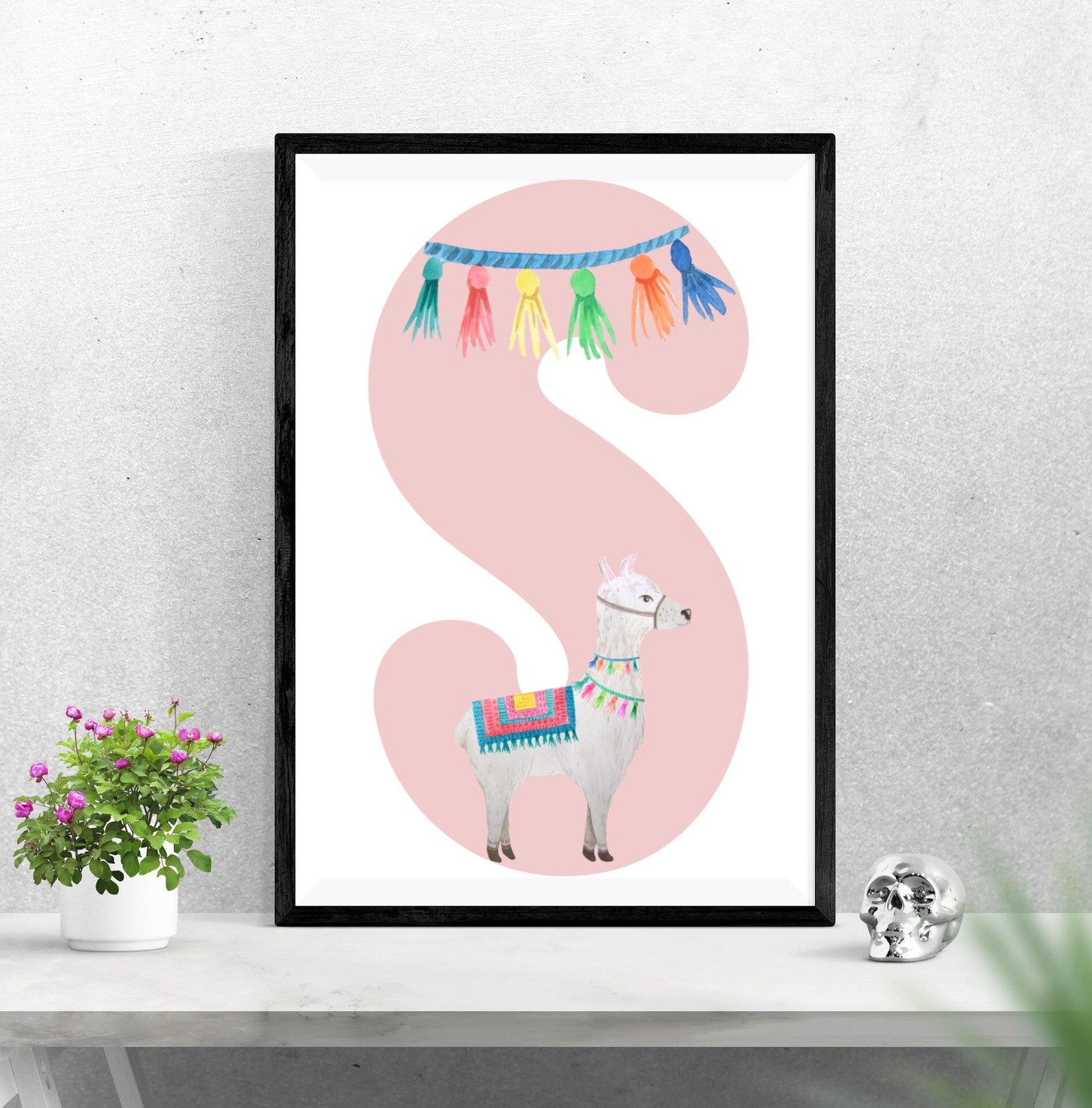 Full A-Z Llama Monogram alphabet Nursery wall art | Etsy