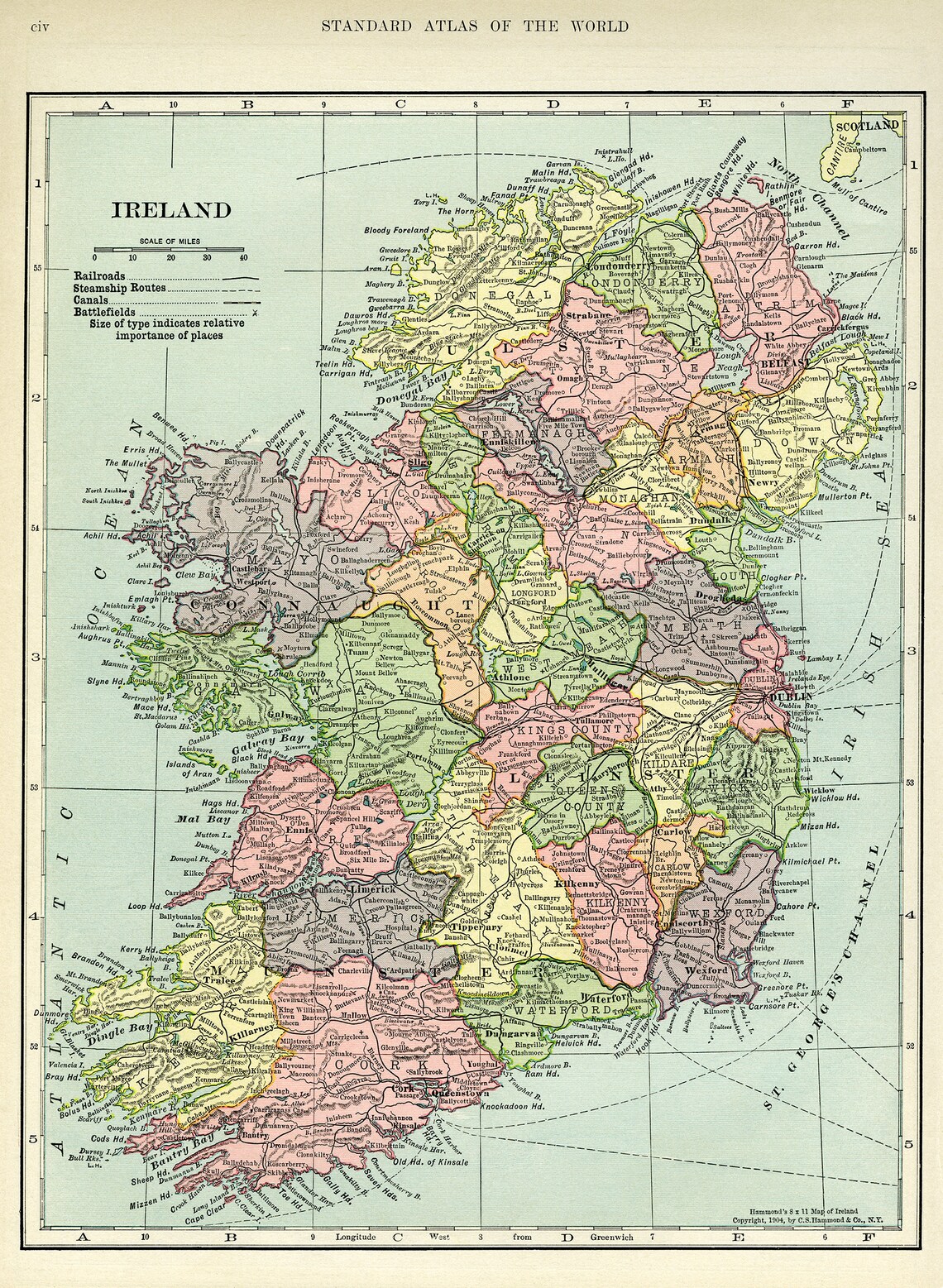 Vintage Irish Map Printable Atc Cards Mini Card - Etsy Ireland