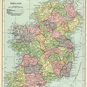 Vintage Irish Map Printable Atc Cards Mini Card Scrapbooking Junk ...