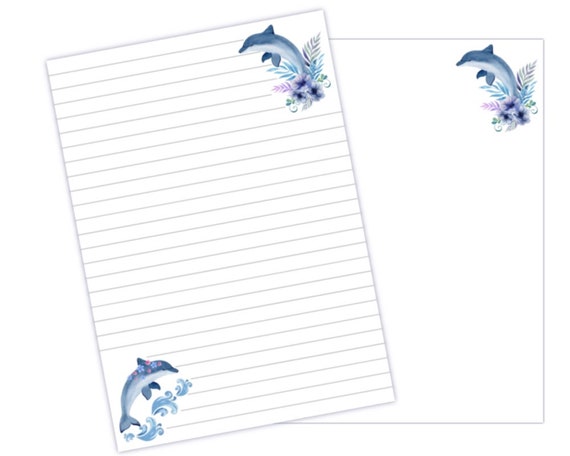 JW Dolphin Printable Letter Writing Paper Whale Sea | Etsy