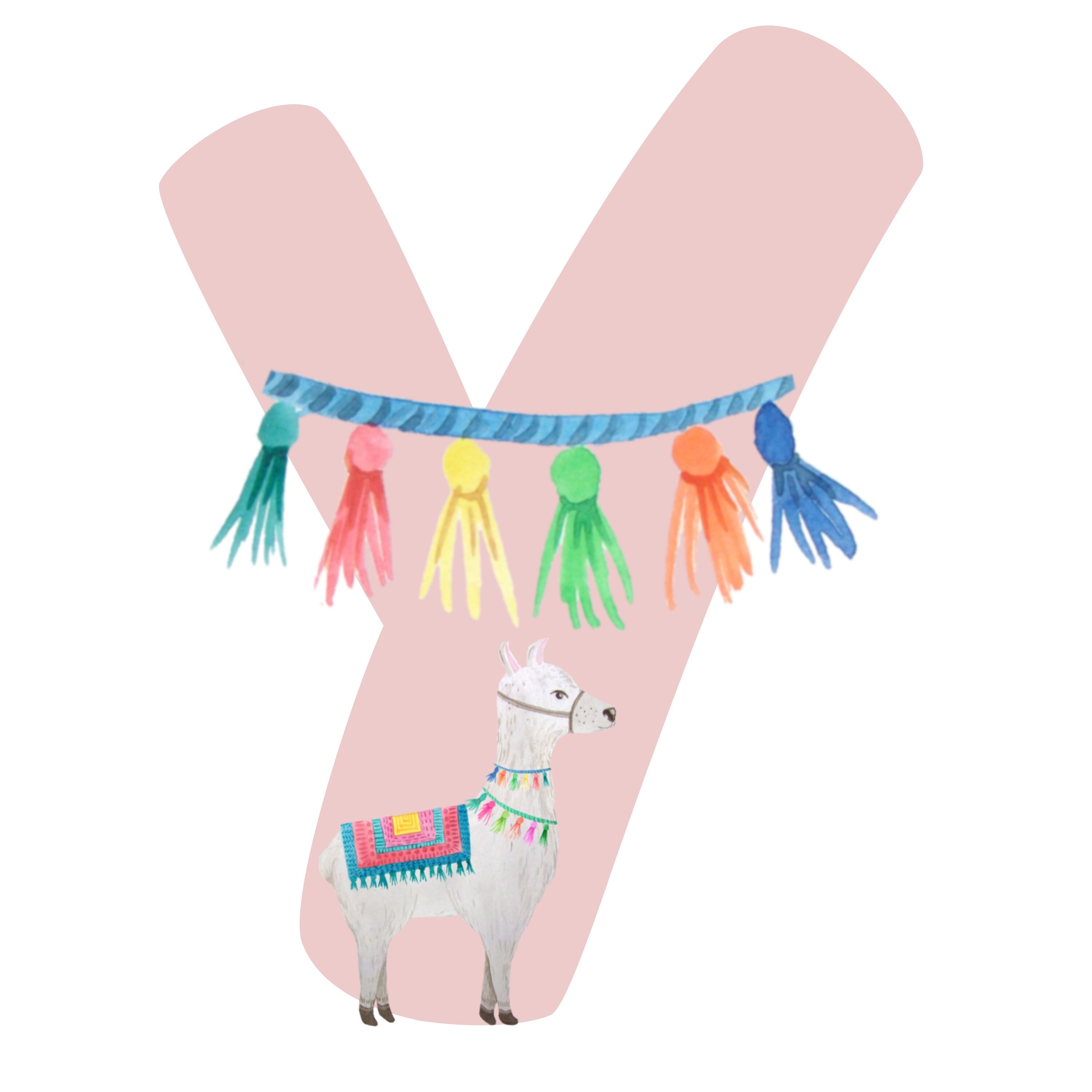 Full A-Z Llama Monogram alphabet Nursery wall art | Etsy