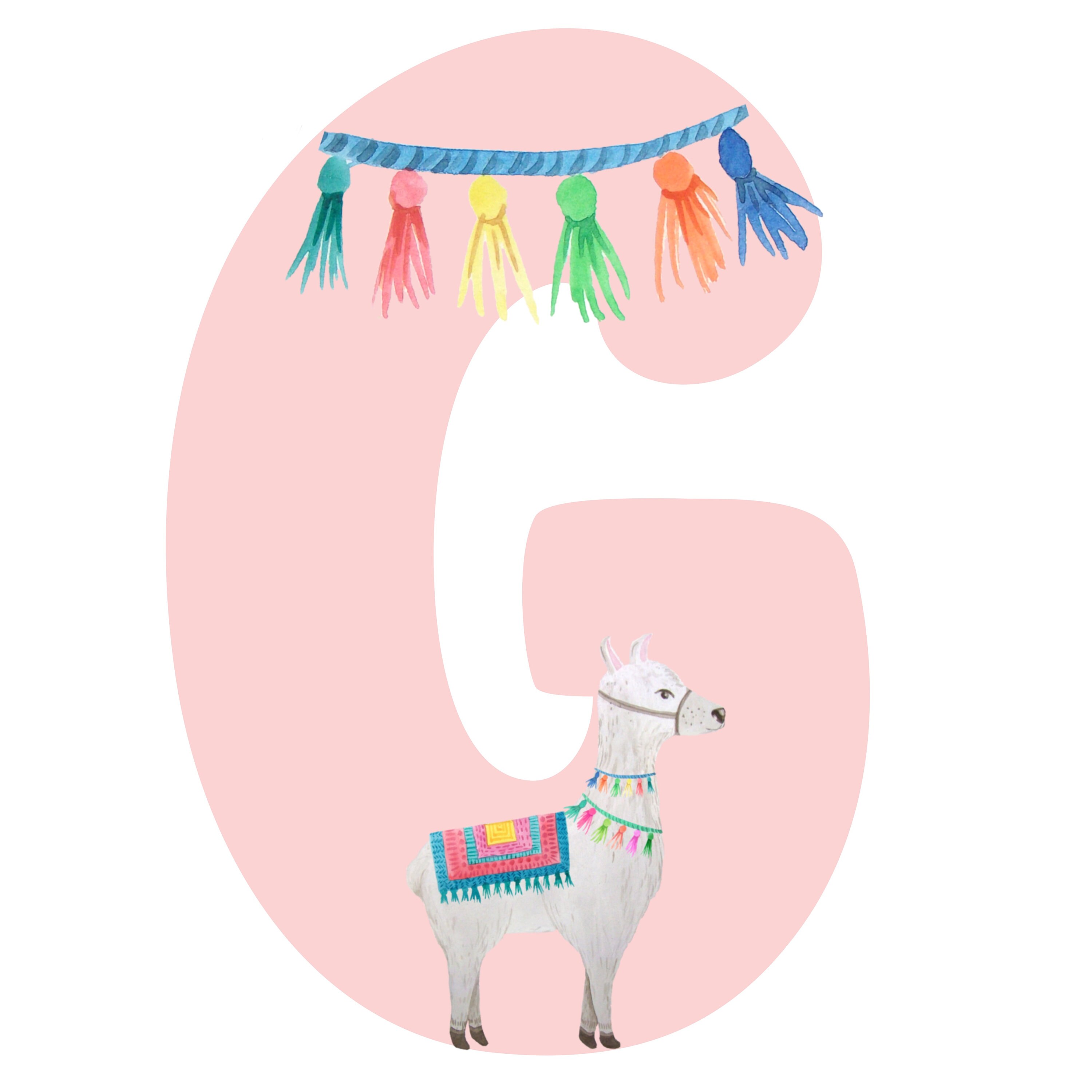 Full A-Z Llama Monogram alphabet Nursery wall art | Etsy