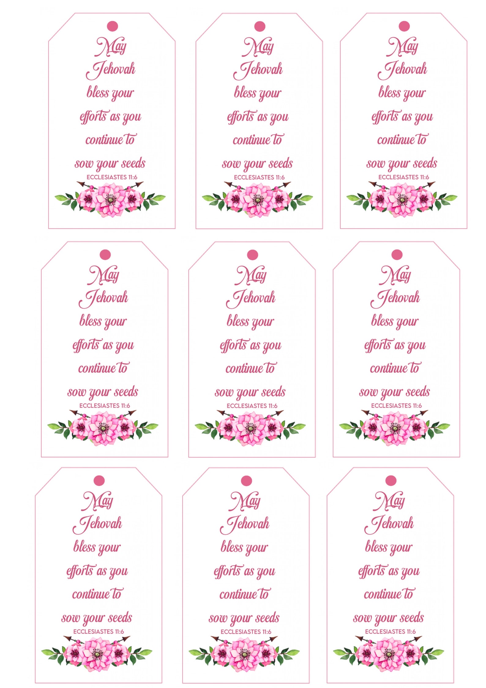 JW Printable Gift Tags Bible Verse Scripture Card Labels | Etsy