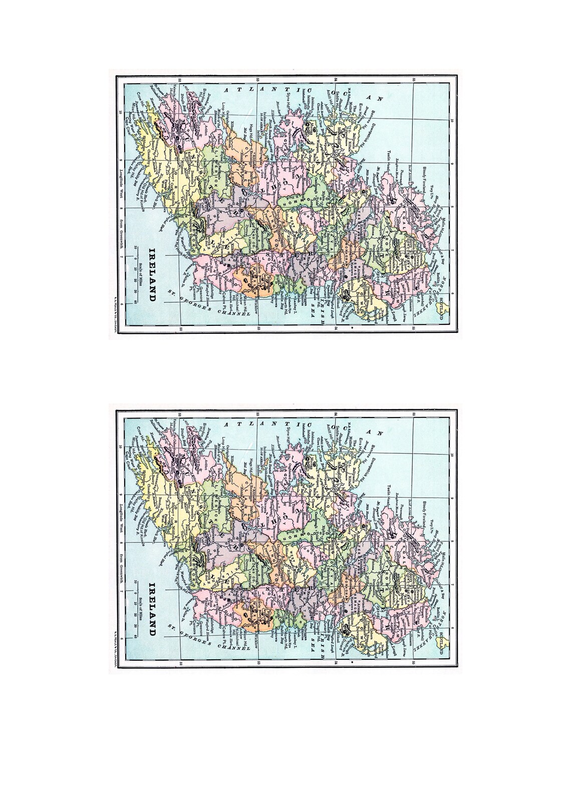 Vintage Irish Map Printable Atc Cards Mini Card | Etsy