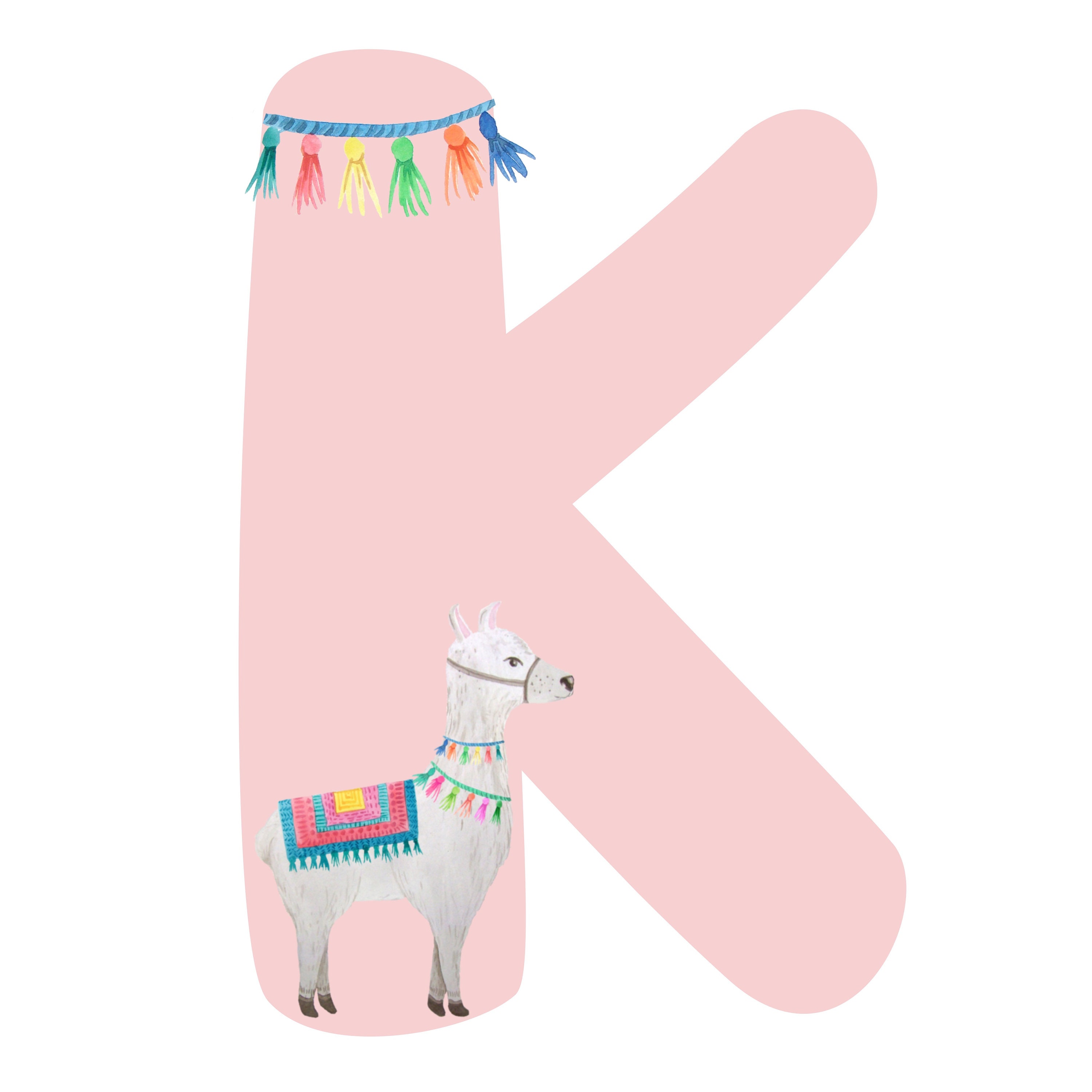 Full A-Z Llama Monogram alphabet Nursery wall art | Etsy