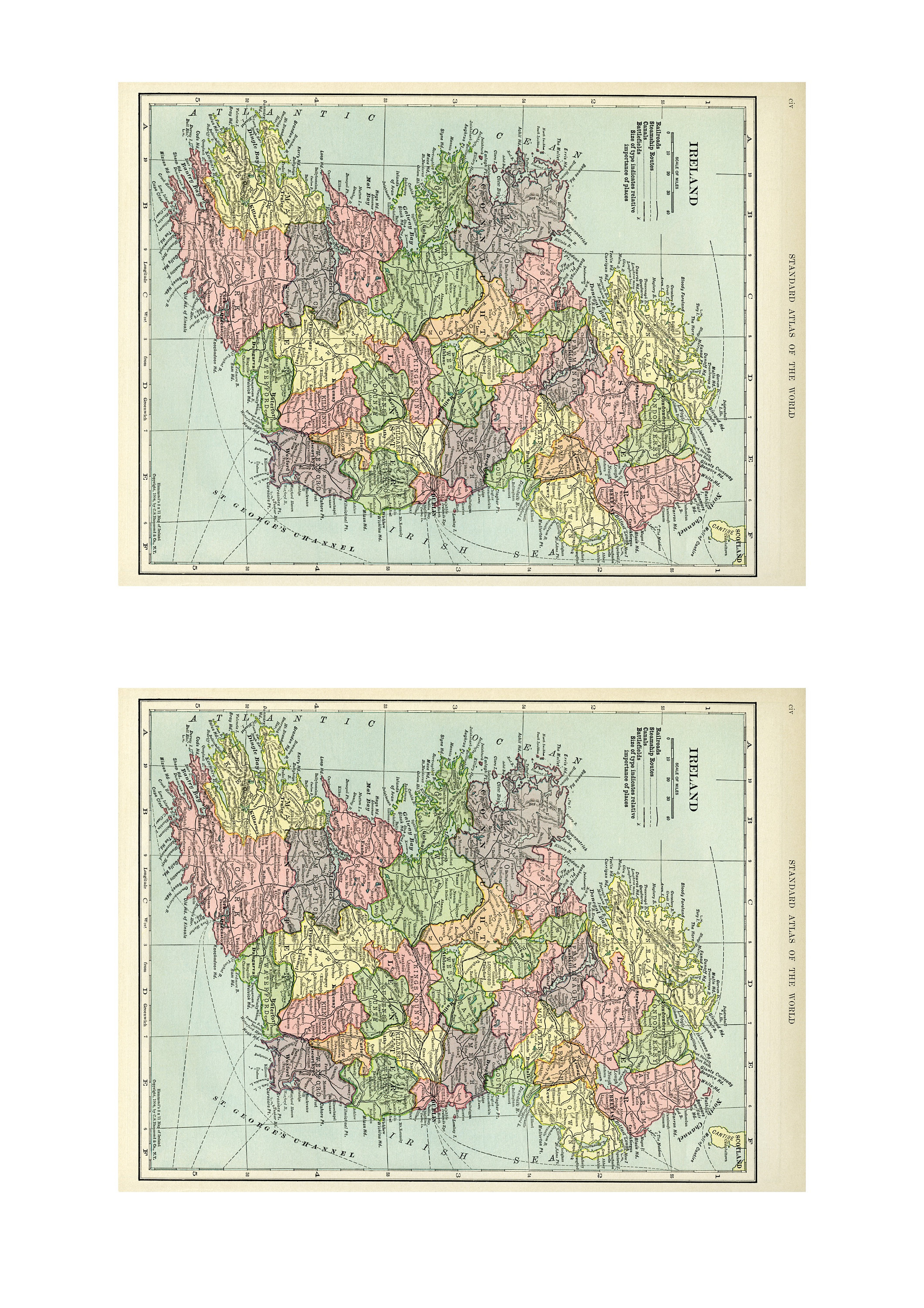 Vintage Irish Map Printable Atc Cards Mini Card - Etsy Ireland