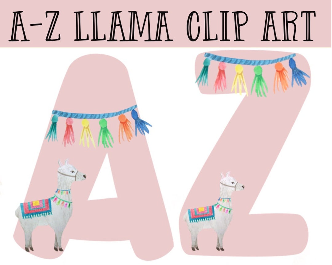 Full A-Z Llama Monogram Alphabet Nursery Wall Art Textured Bundle Pack ...