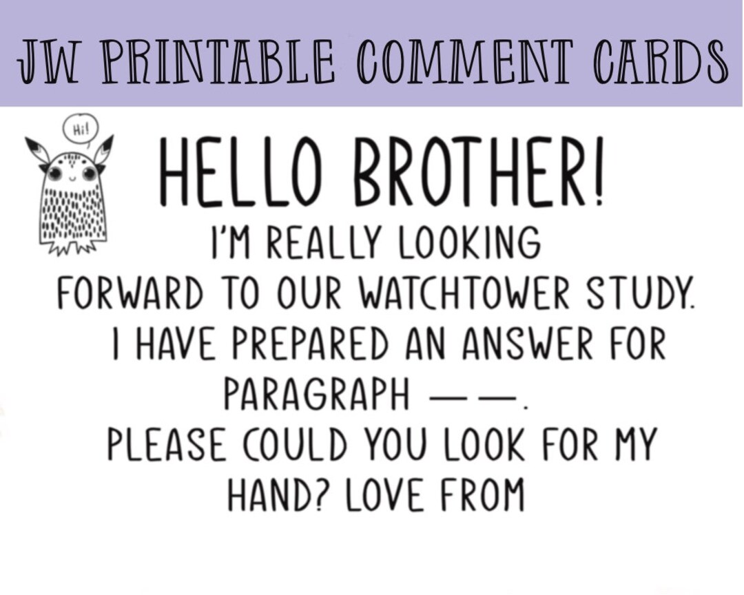 Jw Kids Printable Comment Cards - Jw Meeting Tools - Kids Printable ...