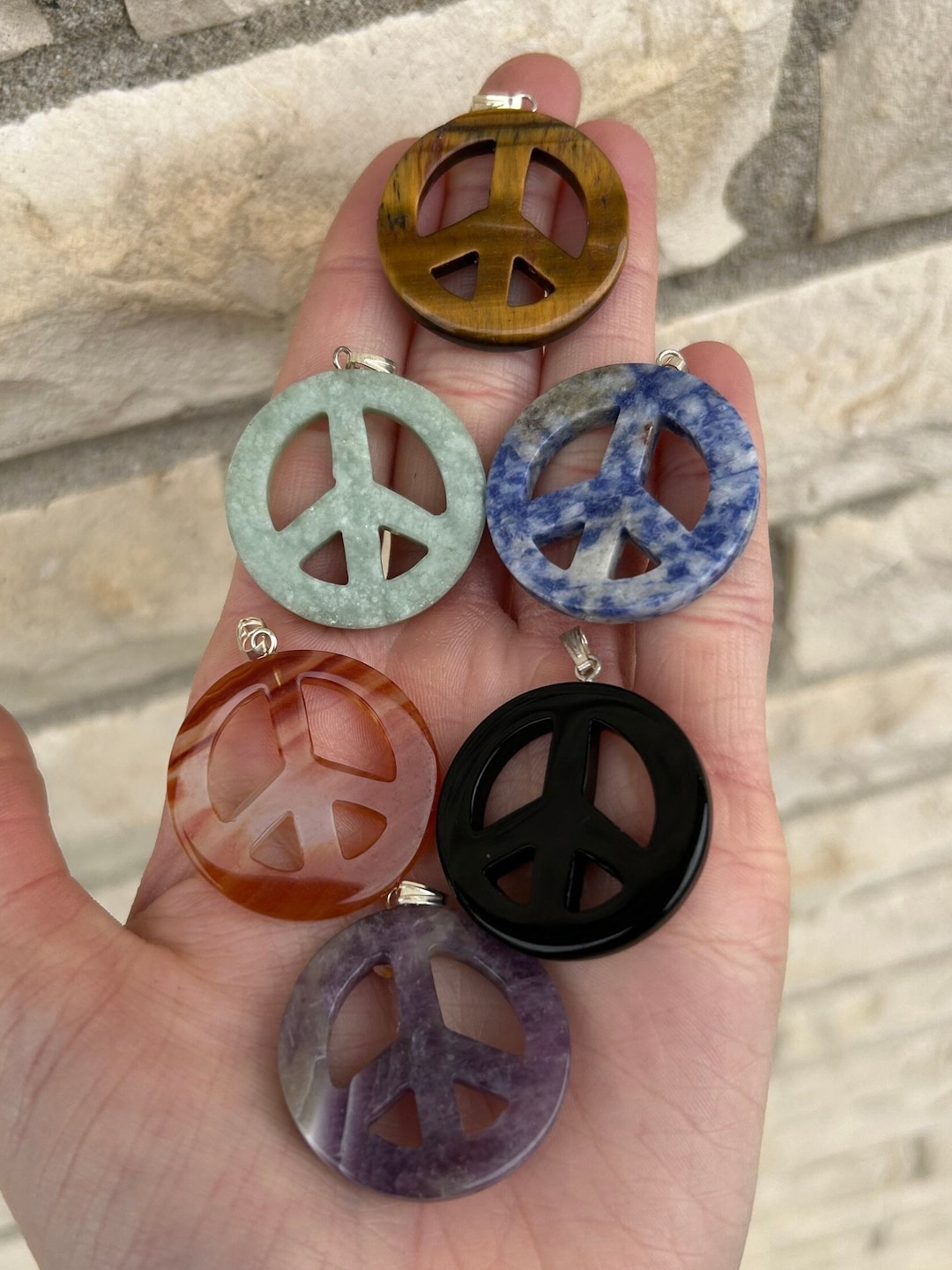 Peace Sign Crystal Pendant 1pc - Etsy