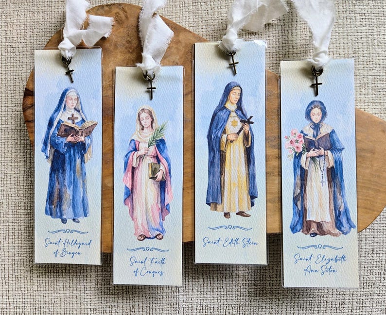 Personalizable Female Patron Saints Watercolor Bookmark & Gift Card ...