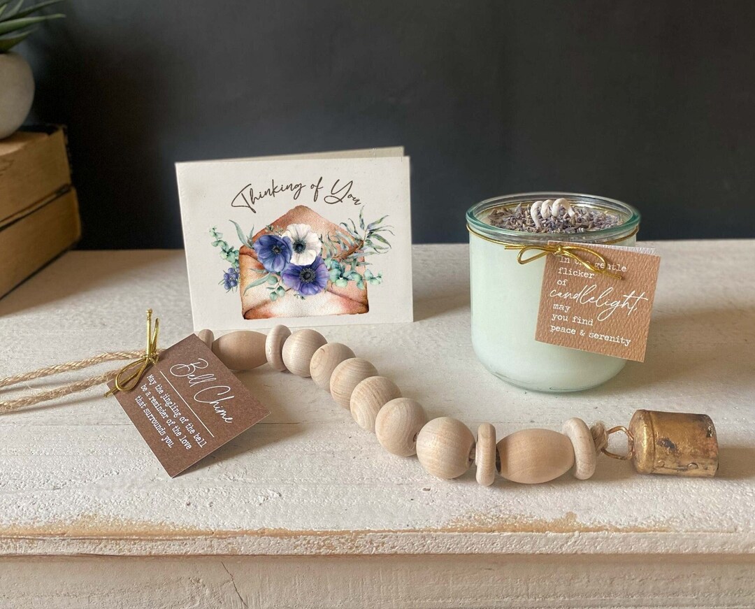 SYMPATHY CANDLE + BELL Chime Gift Set, Loss of Loved One Remembrance ...