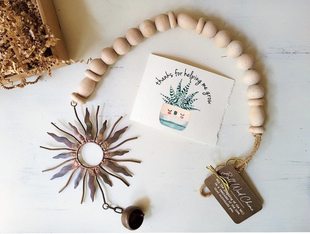 TEACHER THANK YOU Gift Box, Sun Burst Ornament Wind Chime, Appreciation ...