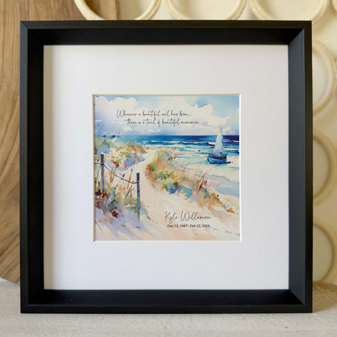 Personalizable Coastal Memorial Art (11" Framed) & Coordinating Card ...