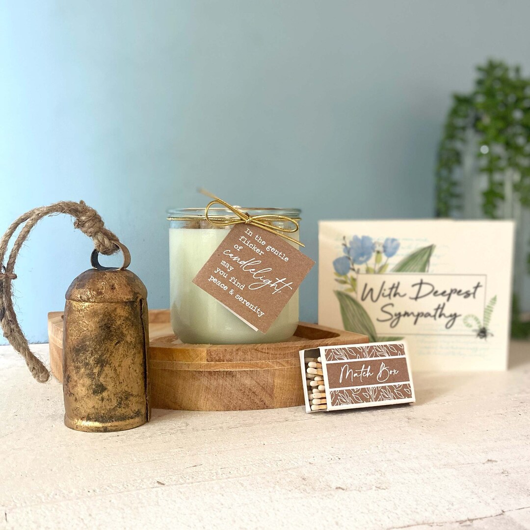 SYMPATHY CANDLE + BELL Chime Gift Set, Loss of Loved One Remembrance ...