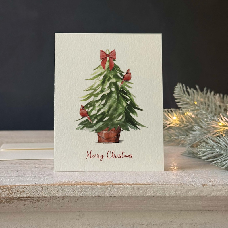 Christmas Tree Card Set of 6, Optional Saying & Signature Inside Card ...