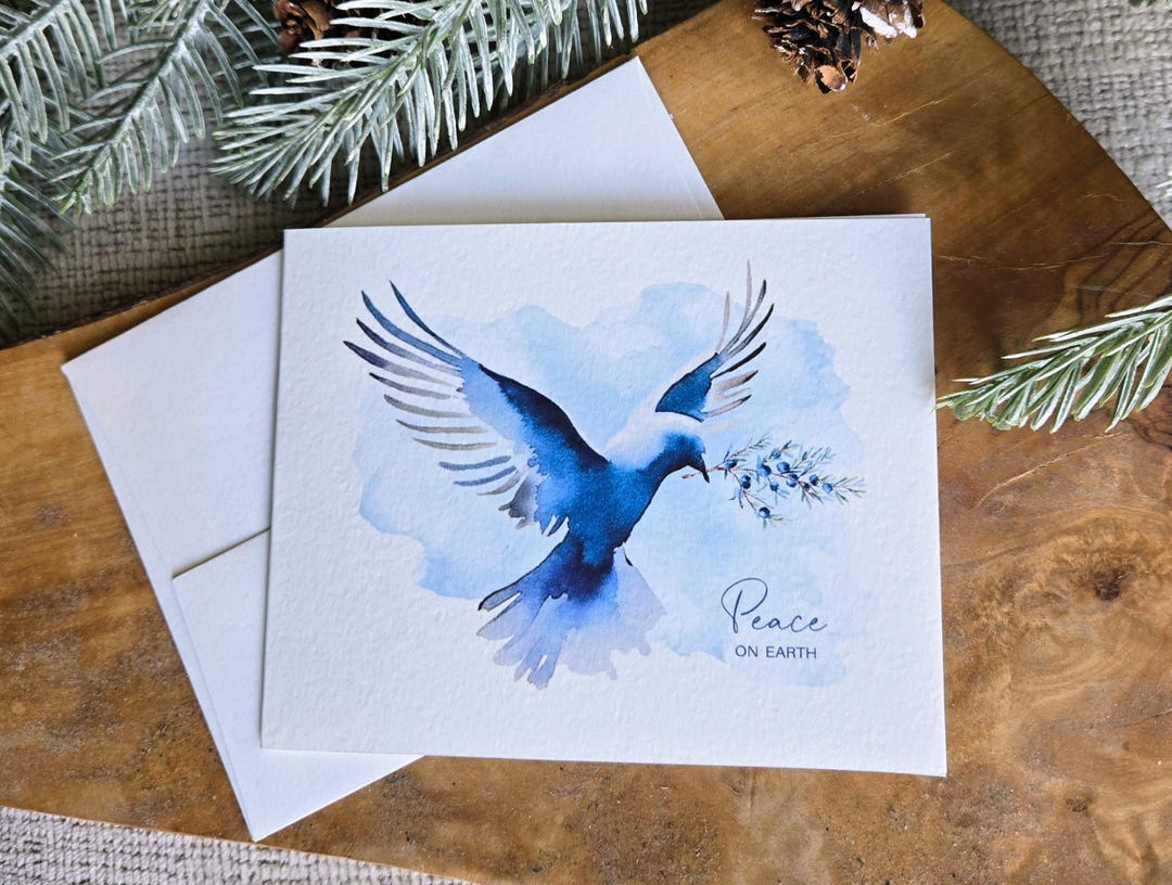 Dove / Peace on Earth Holiday Cards (8 Set), Optional Saying ...