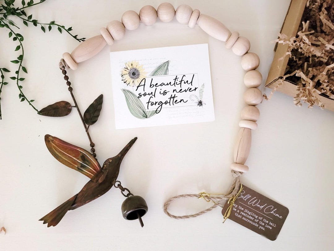 Hummingbird Memorial 30" Bell Chime, Sympathy Gift With Personalized ...