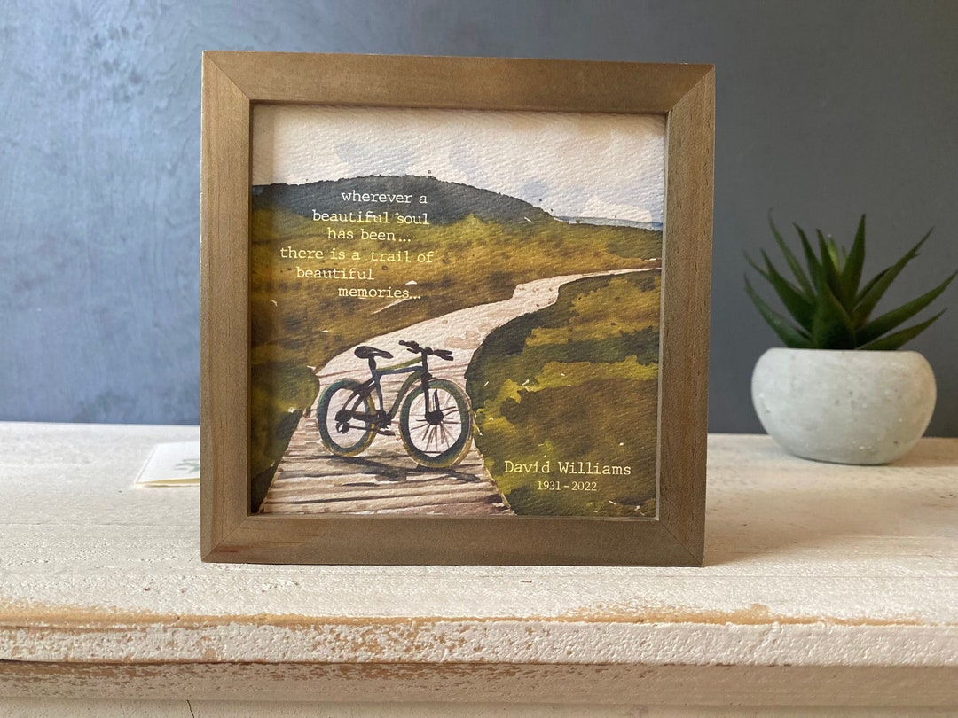 Personalized Memorial Bicycle Landscape Painting, Sympathy Gift for ...