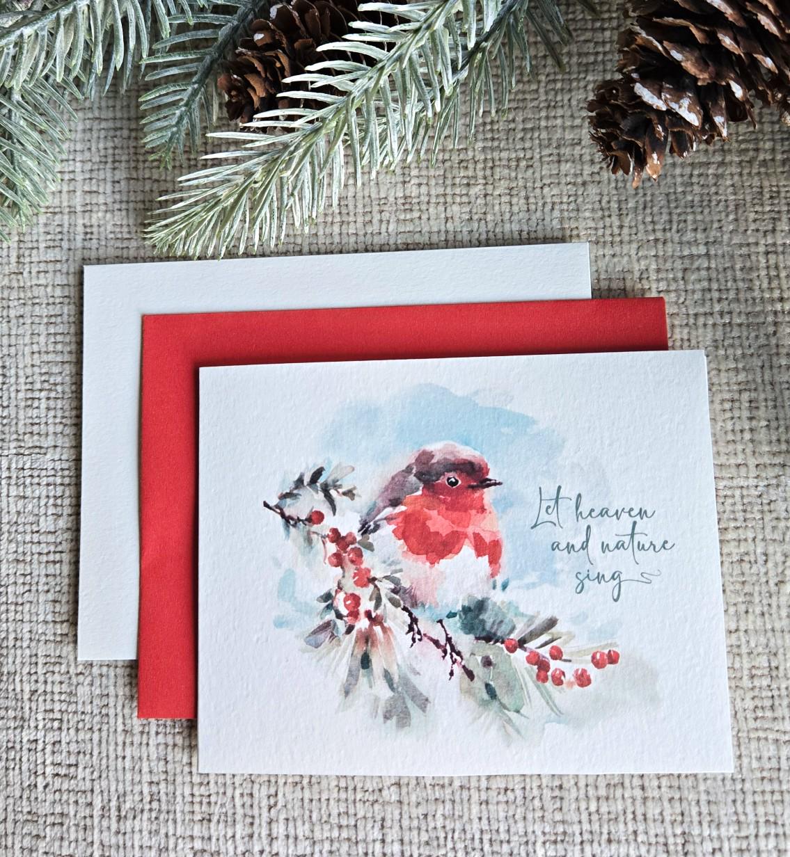 Winter Bird Christmas Cards Set of 8 - Optional Saying / Signature ...