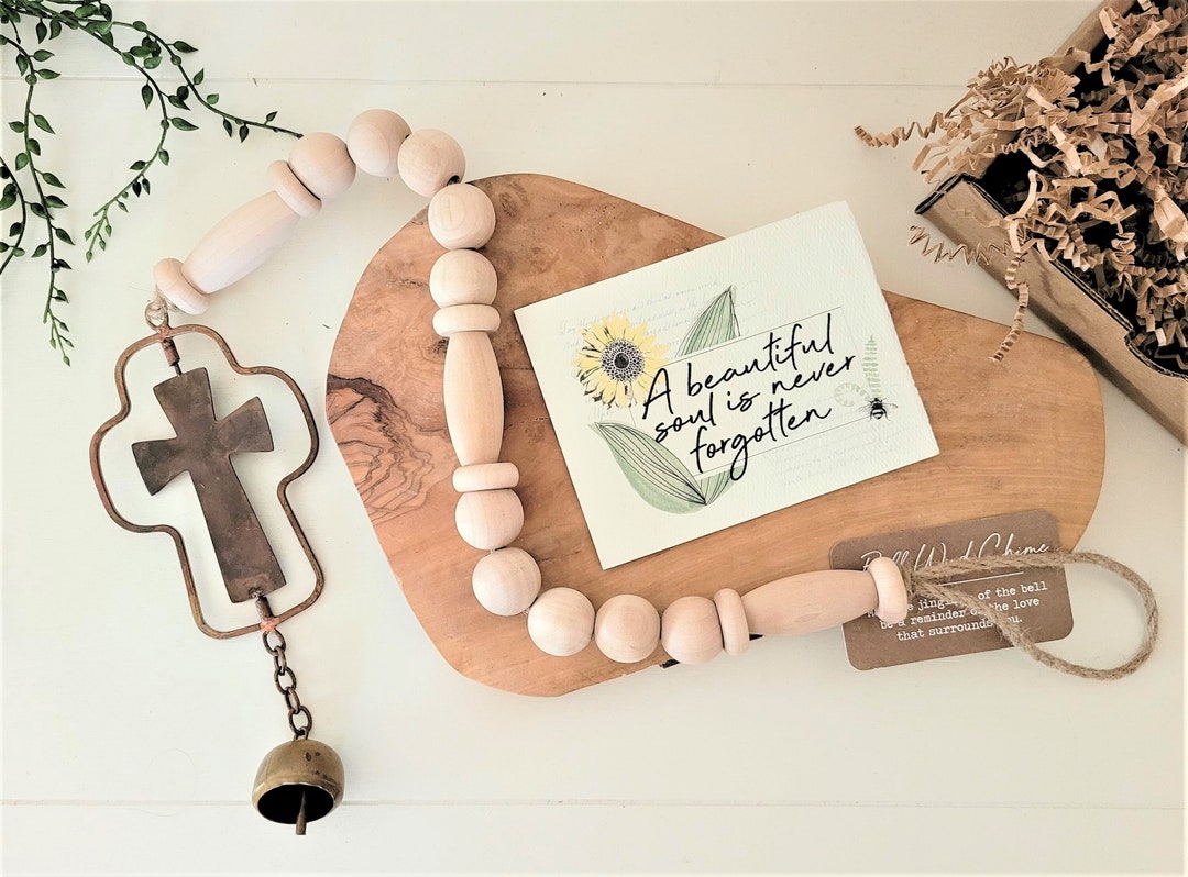 Spinning Cross 30" Memorial Bell Chime & Personalized Card, Christian ...