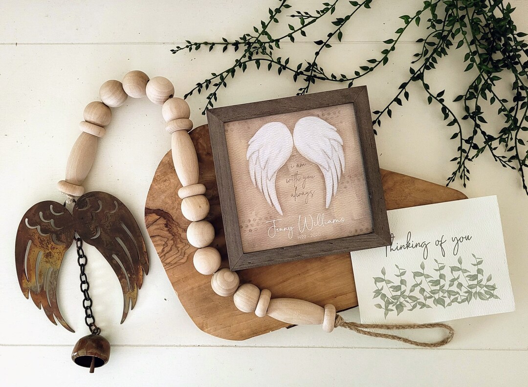 Personalizable Angel Wing Memorial Painting (5.75"framed), 30" Bell ...