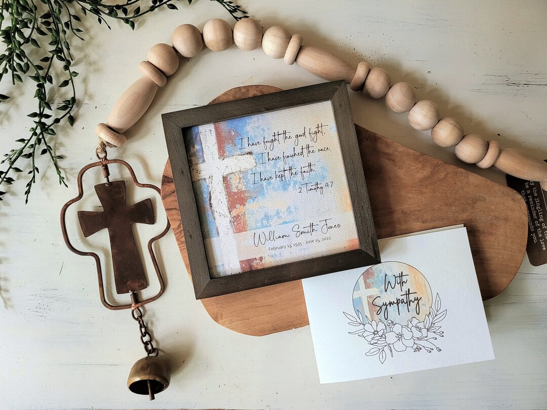 Christian Memorial Gift Set - 2 Timothy 4:7 Painting ("5.75"), 30 ...