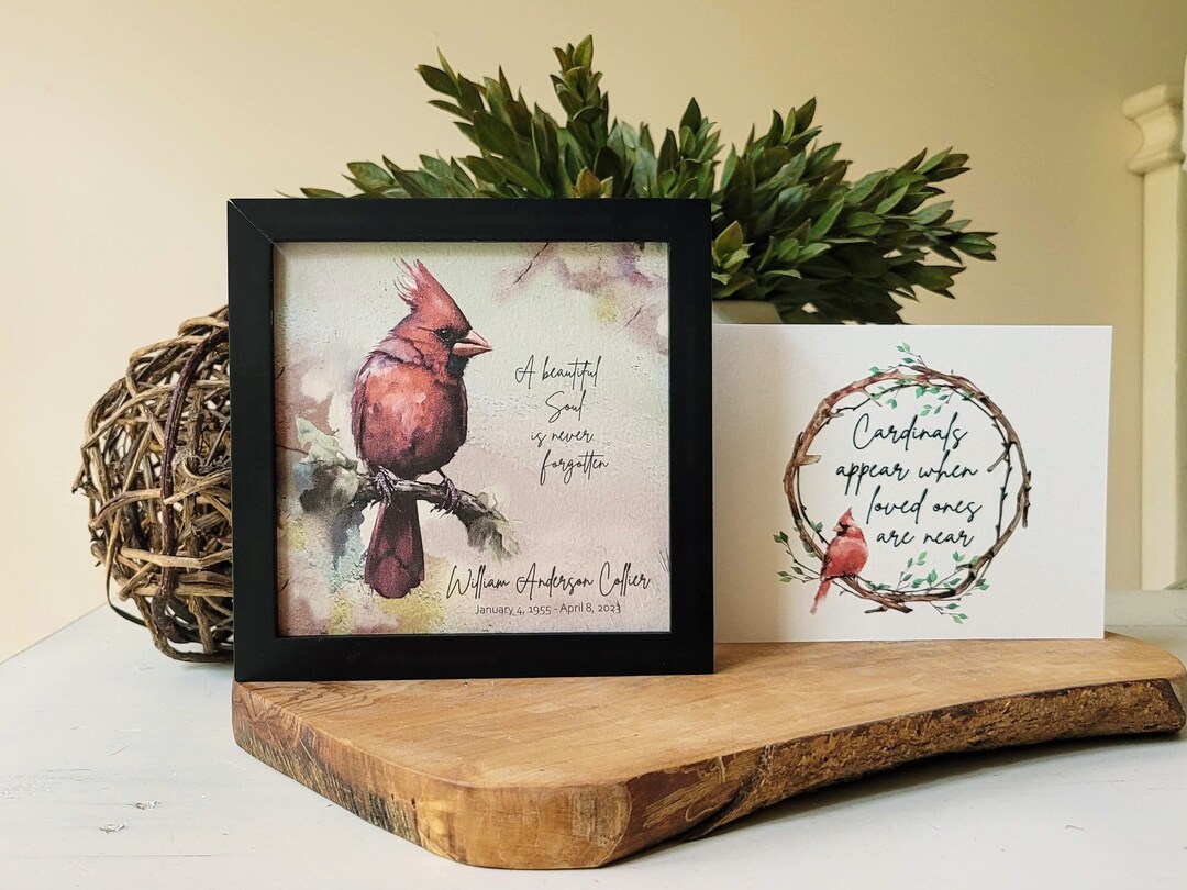 PERSONALIZED CARDINAL Painting Sympathy Gift, 5.5 Framed, Memorial Loss ...