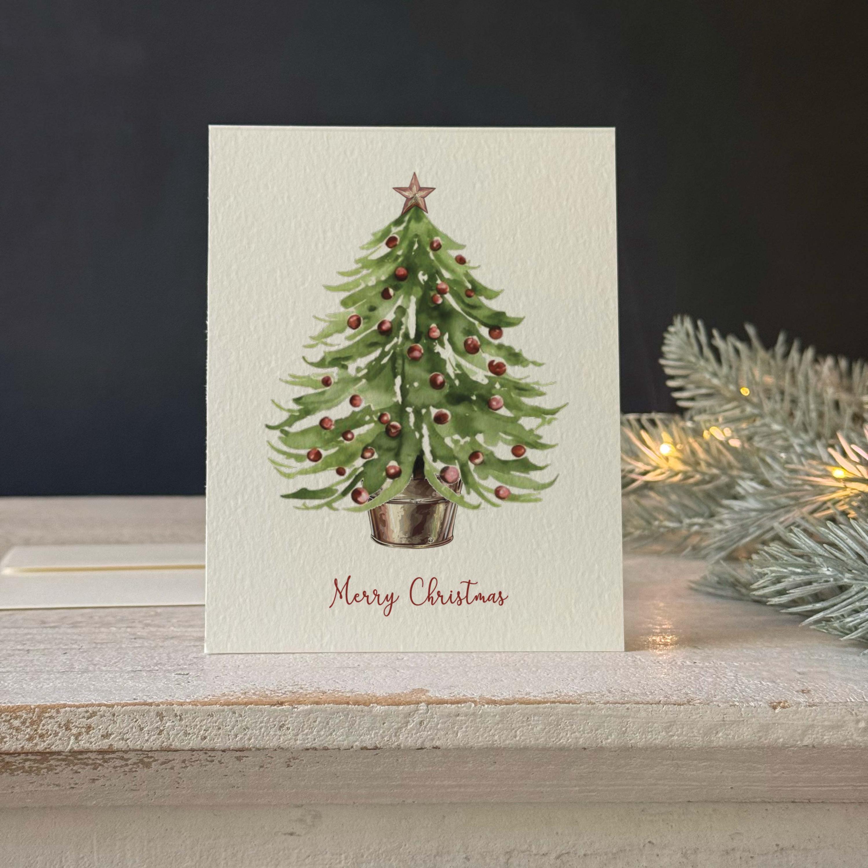 Christmas Tree Card Set of 6, Optional Saying & Signature Inside Card ...