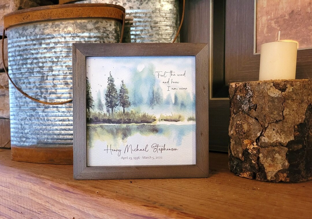 Personalizable Lake Memorial Watercolor Painting 5.5" Framed ...