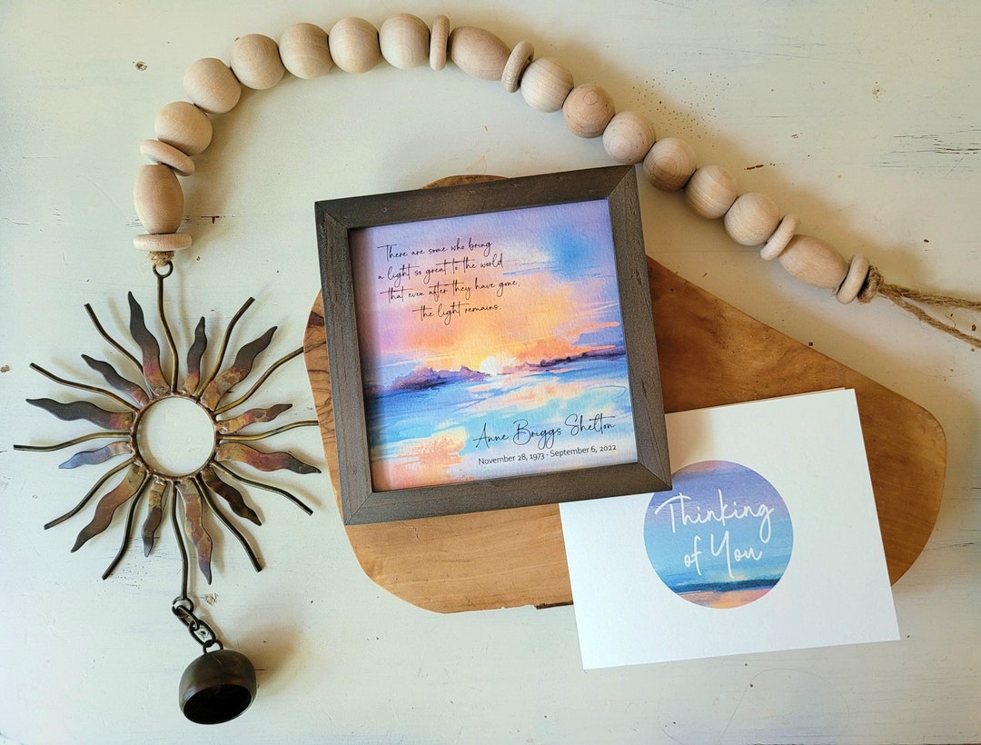 MEMORIAL SUNRISE-SUNSET Watercolor Painting and Sunburst Chime, Coastal ...